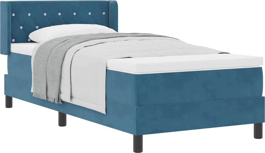 Postel s boxspringem s čelo Tmavě modrá 200 x 90 cm samet 3341400