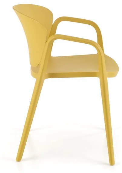 Plastová jídelní židle K491, hořčicová