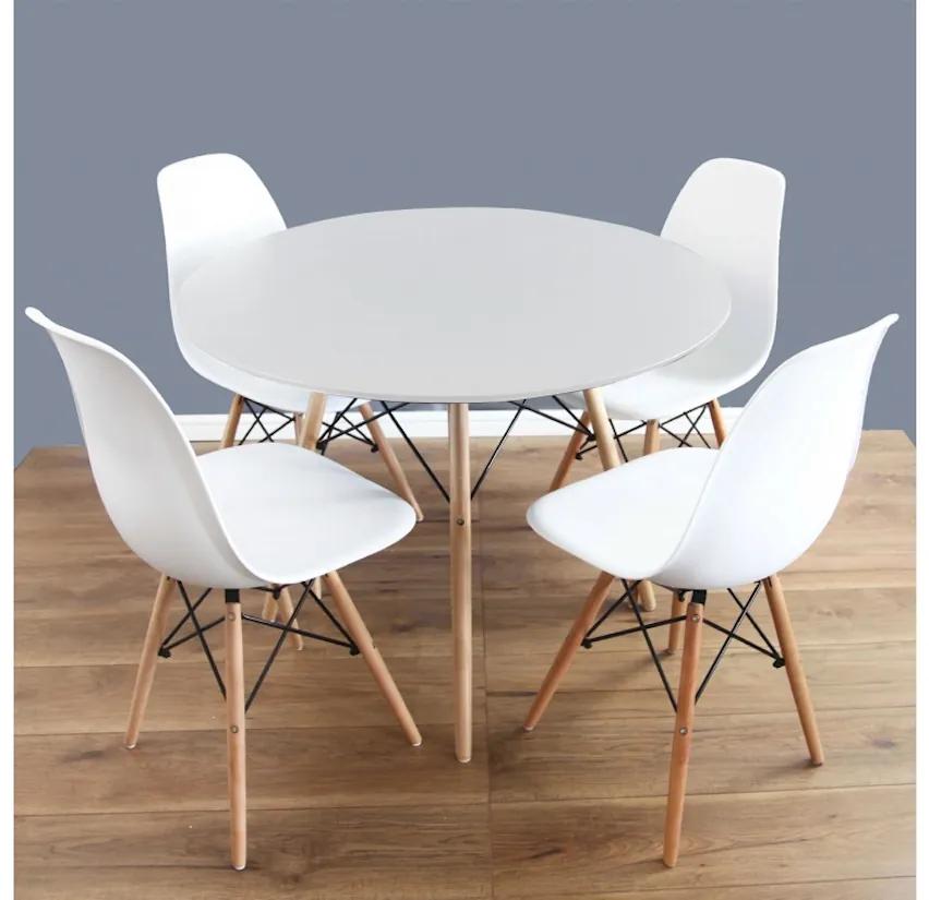 Expedo Jídelní sestava GULDEN, bílý stůl + 4x bílá židle