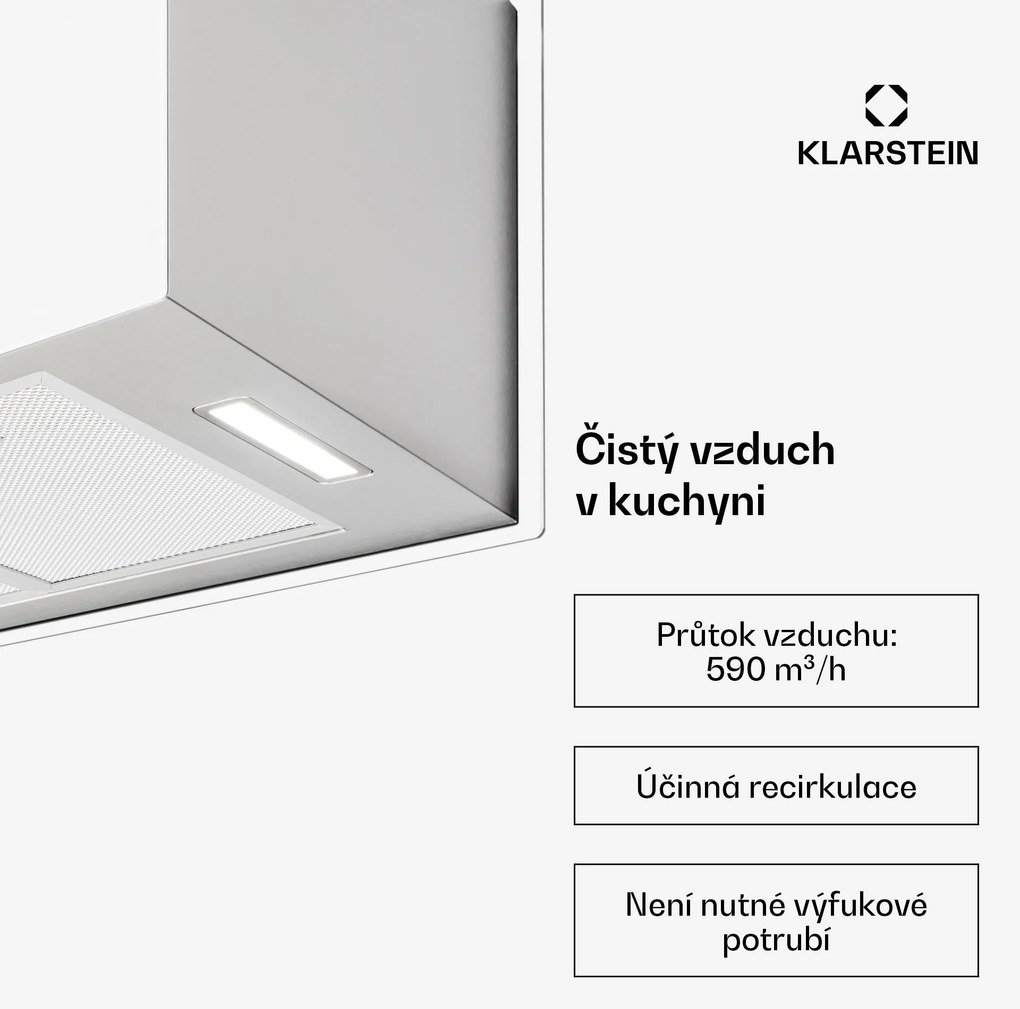 Klarstein Kronleuchter XL ostrovní digestoř 90cm recirkulace 577m³/h LED dotyk bílá