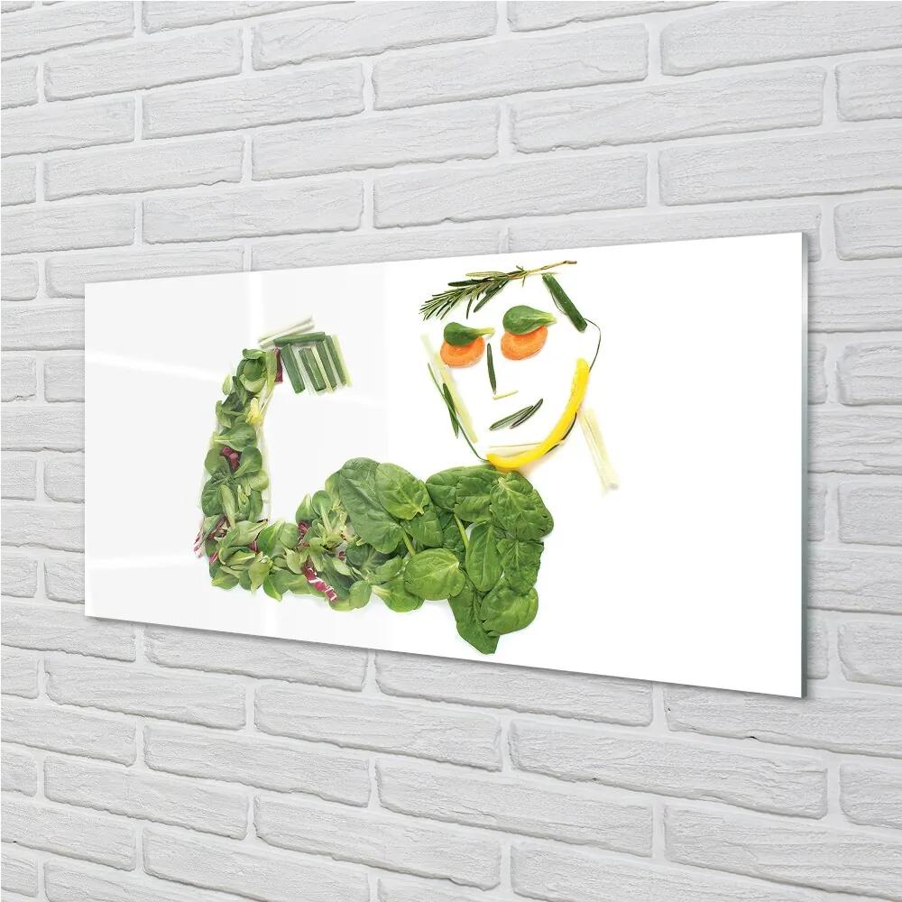 Obraz na skle Znak se zeleninou 100x50 cm