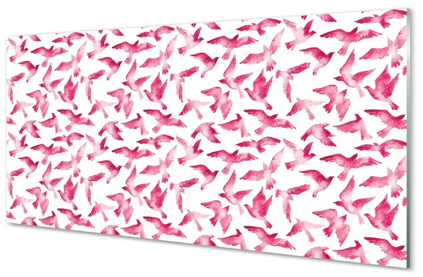 akrylový obraz růžové ptáci 125x50 cm