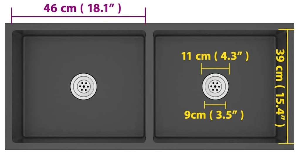 vidaXL Marketos Ručně vyrobený kuchyňský dřez černý nerezová ocel