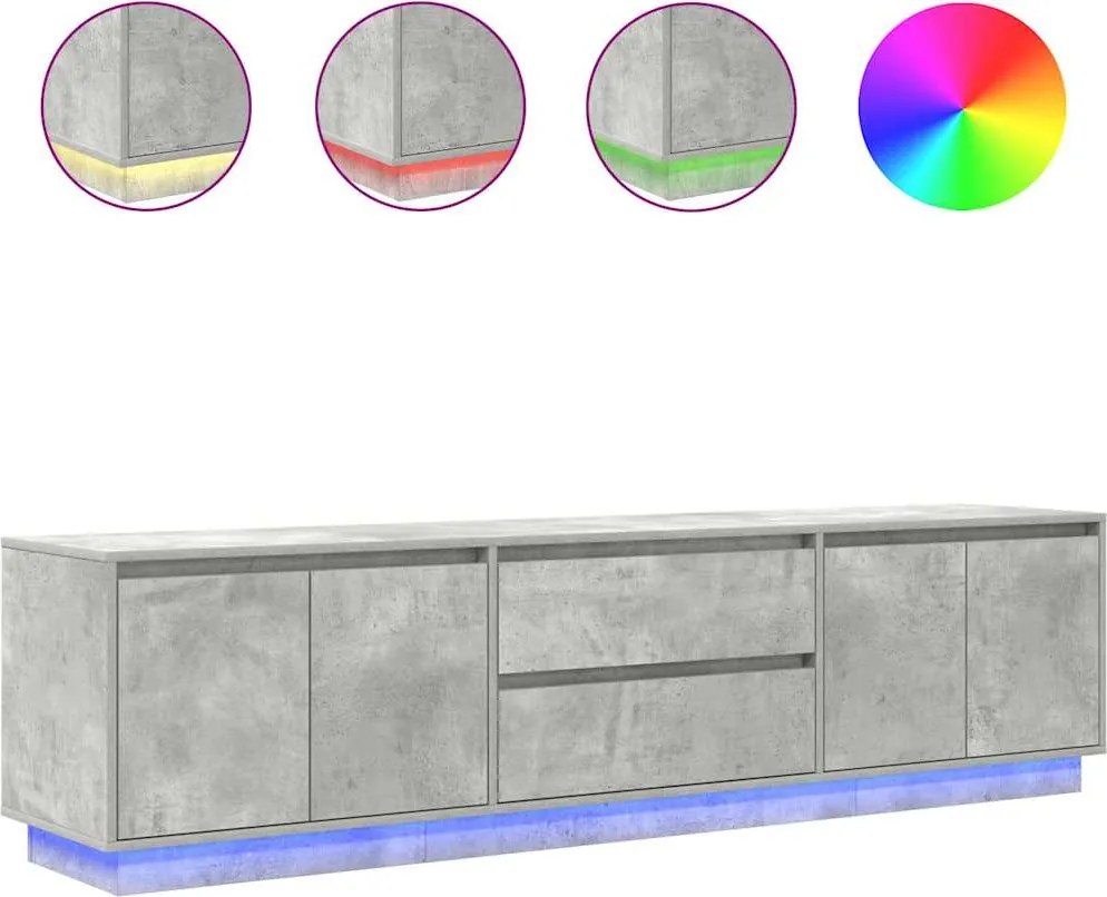 TV skříňka s LED osvětlením betonově šedá 193,5x41x50 cm 3328438