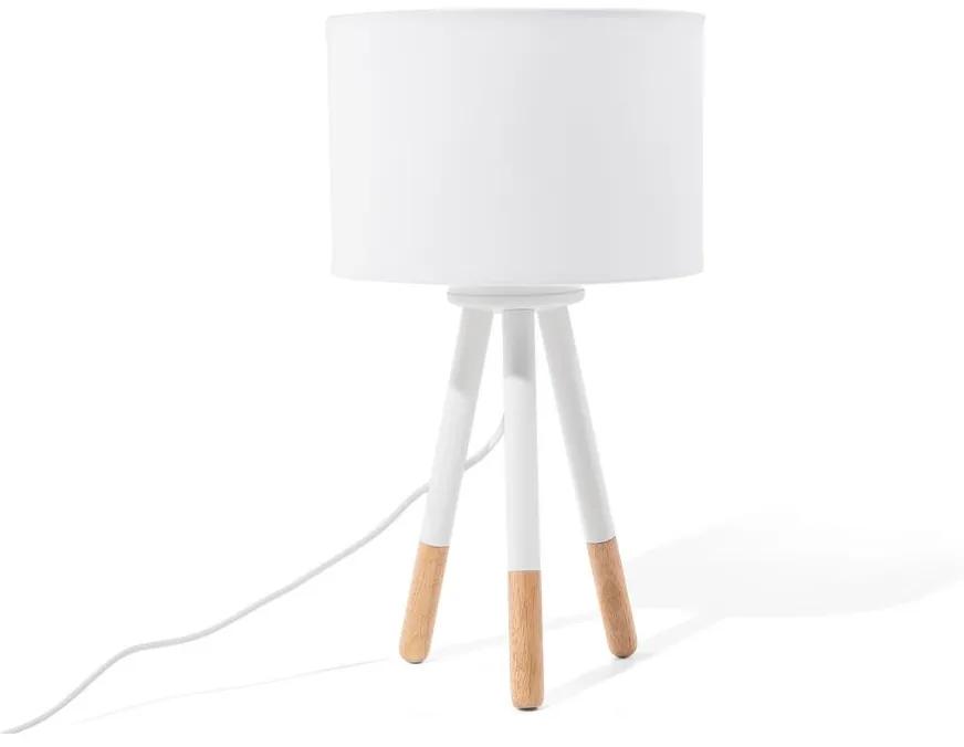 Bílá stolní lampa na čtení z dřeva a kovu TOBOL | BIANO