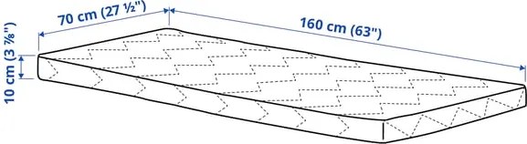 UNDERLIG Pěnová matrace do dětské postele, bílá, 70x160 cm