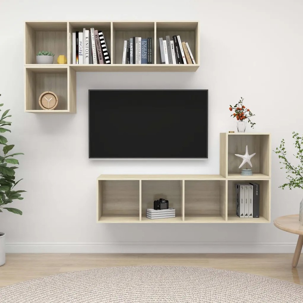 4Dílný Set Tv Skříněk Kompozitní Dřevo - Bílá