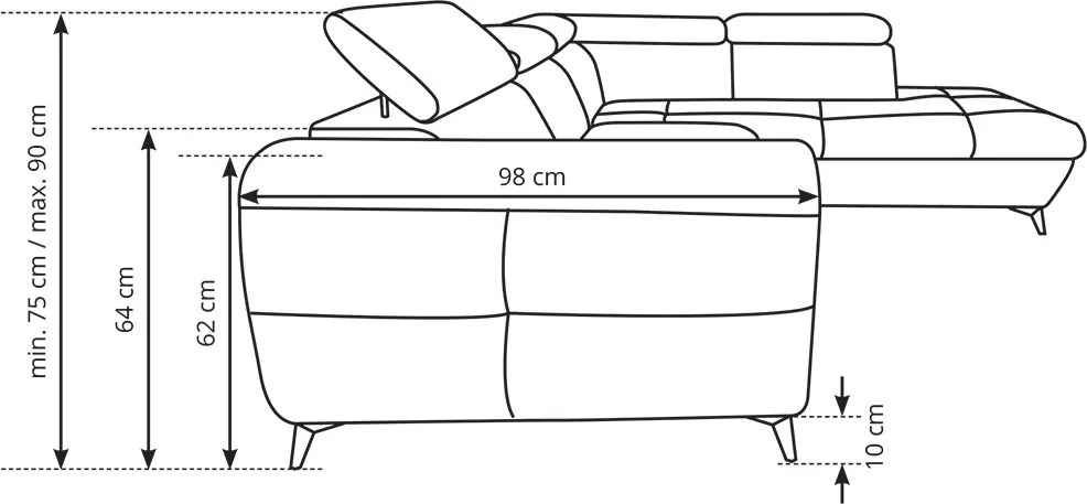 Rohová sedací souprava MONA PIK | 260x217cm | rozkládací s úložným prostorem | VÝBĚR LÁTEK
