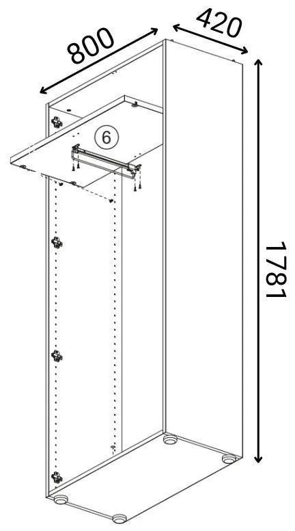 Šatní skříň s výsuvem PRIMO GRAY, 1781 x 800 x 420 mm, šedá/dub přírodní