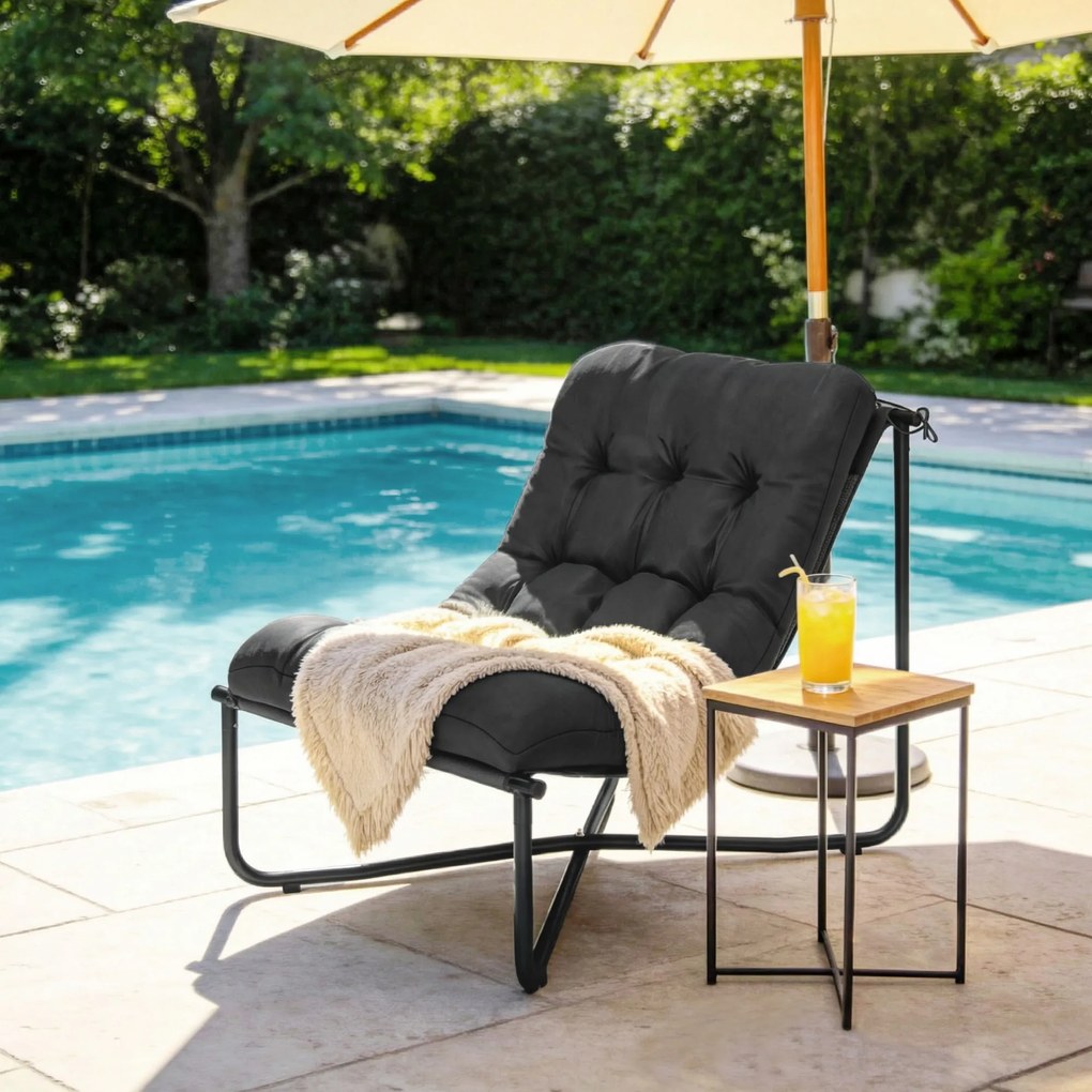 Lounge chair Outdoor Ergonomická zahradní židle s polštářem šetrným k pokožce Široký sedák Ocelový rám Tmavě šedá barva