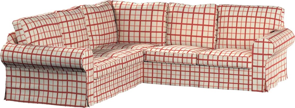 Potah na pohovku IKEA  Ektorp rohová barva červená látka vzorované