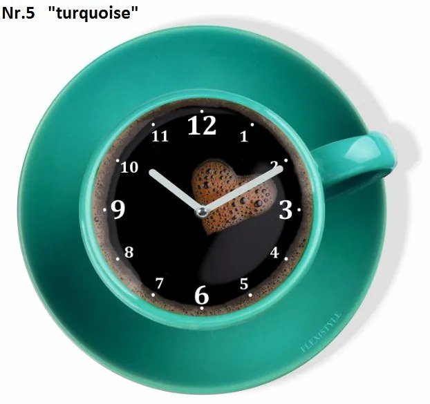 Designové nástěnné hodiny ve tvaru šálku kávy Nachová