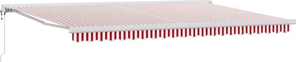Stahovací markýza Červená a Bílá 500 × 300 cm Textil a kov 3331274