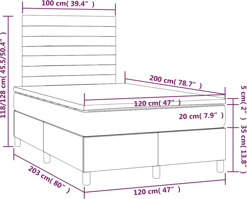 Box spring postel s matrací tmavě zelená 120 x 200 cm samet 3143076