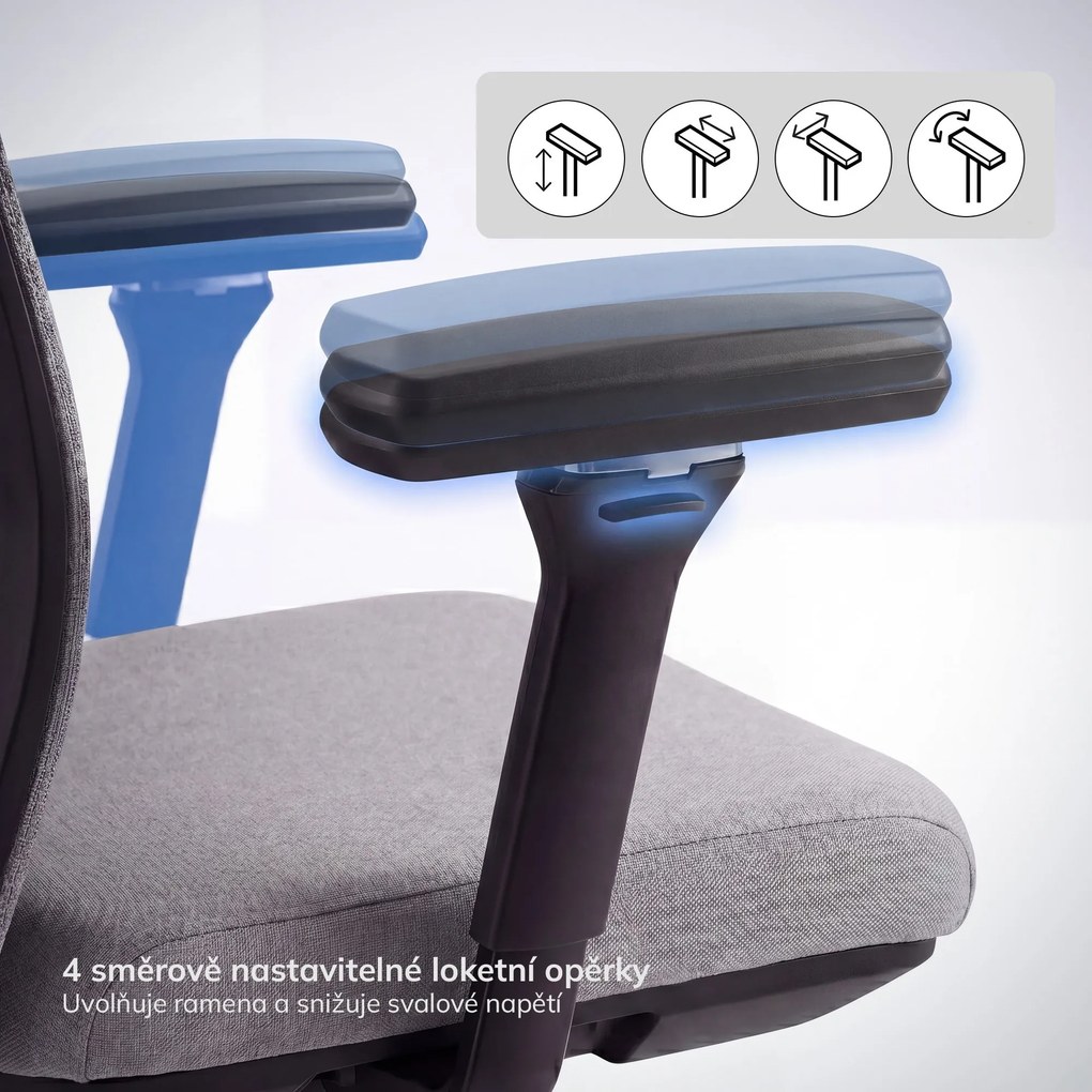 Ergonomická otočná kancelářská židle, šedá: VECTOR