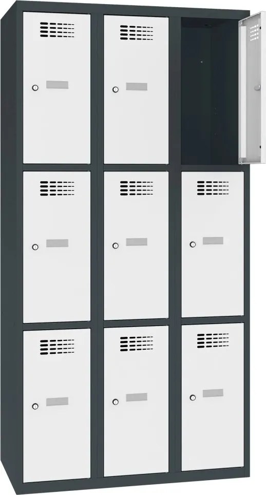 MALOW Šatní skříň dělená Sus 333 W šířka 900 mm [světle šedá, světle modrá, cylindrický zámek]