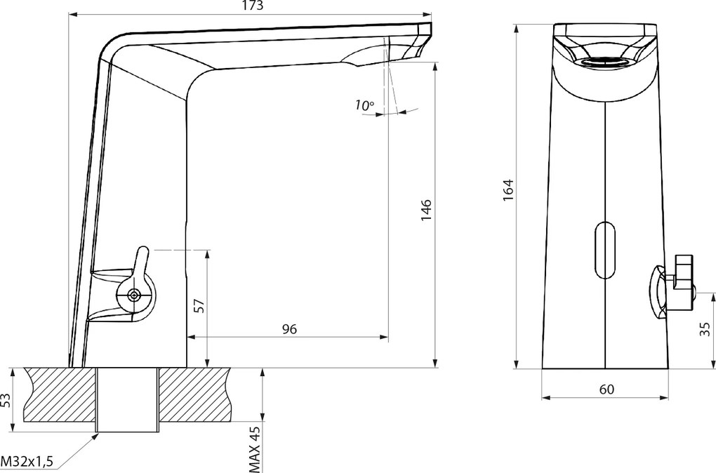 Sapho senzorová stojánková baterie s regulací teploty 6V DC (4xAA) černá matná PS190B