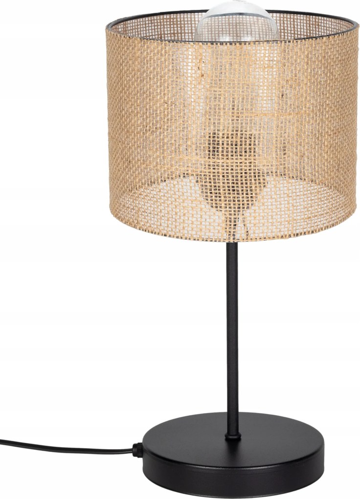 noční stolní lampa do ložnice Boho černá len