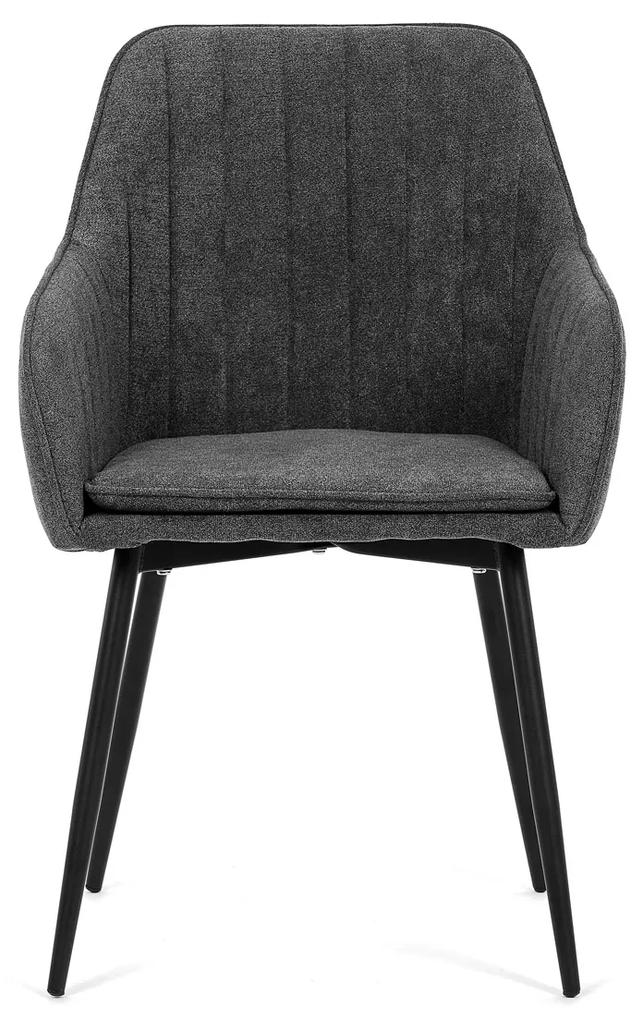 Jídelní židle, šedá látka, černý kov