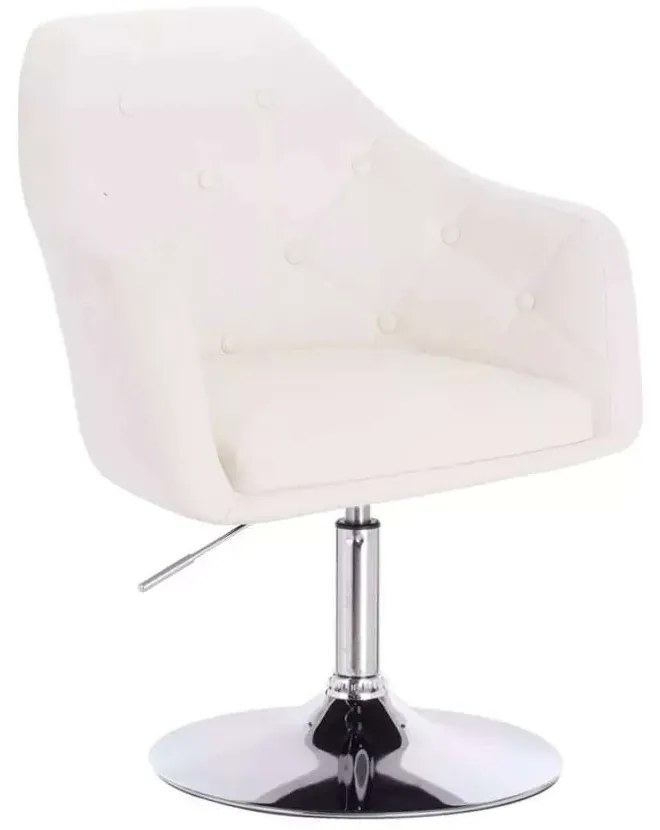 LuxuryForm DESIGN Otočné křeslo ANDORA na stříbrném talíři - bílé