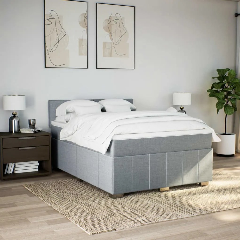 Box spring postel s matrací světle šedá 140 x 200 cm textil 3287084