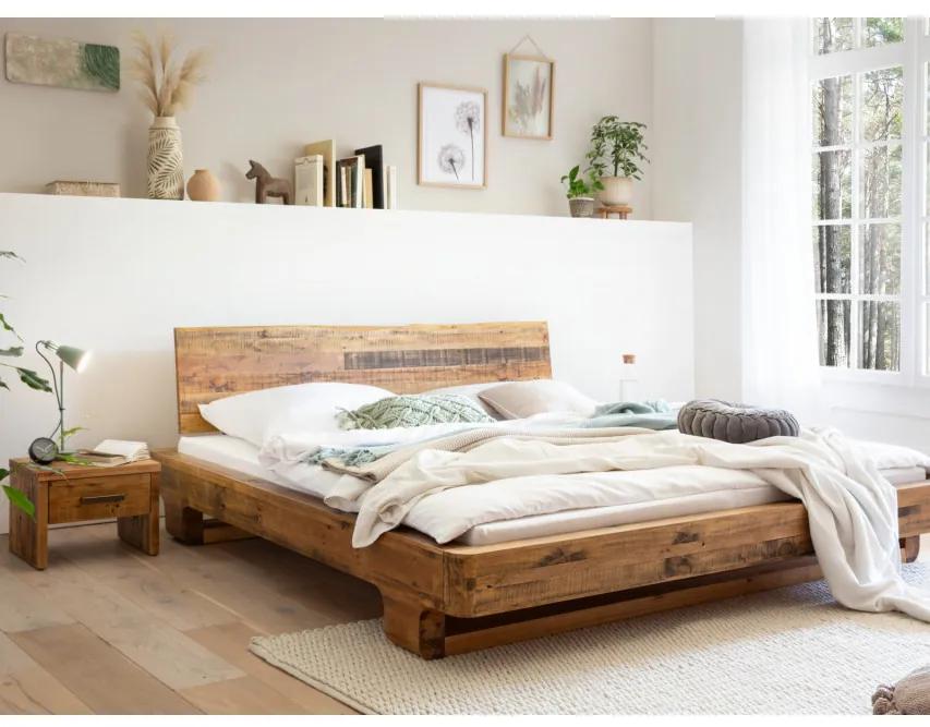 Dřevěná postel z masivu 160x200 Recyklovaná borovice Senegal