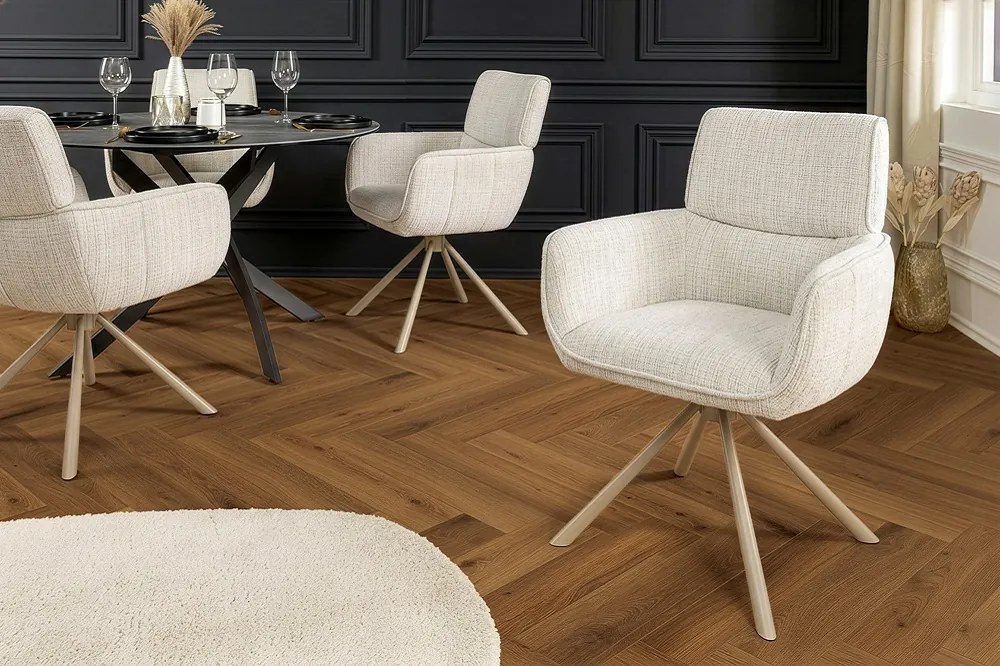 Designová otočná židle Parthenia šampaňská béžová