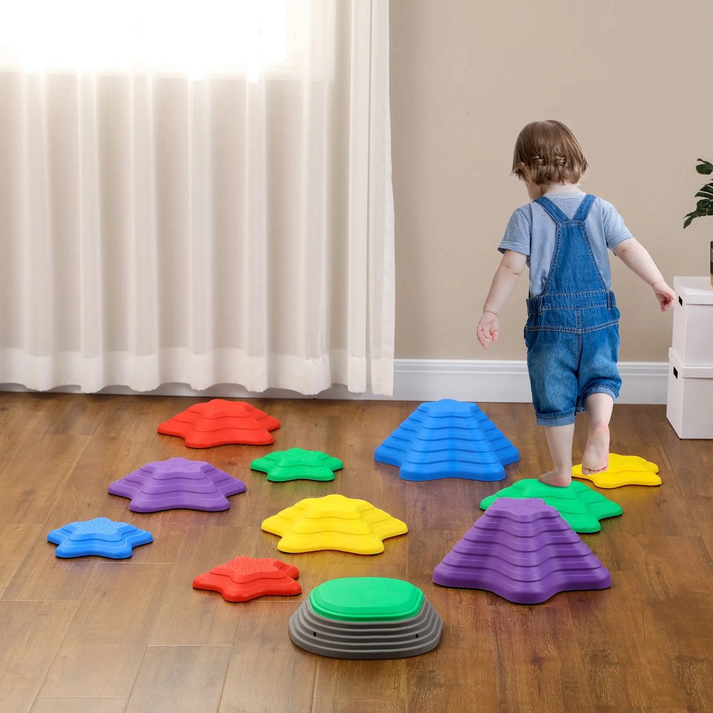 ZONEKIZ Sada krokovacích kamenů pro děti od 3 let, 11 kamenů, protiskluzové, do 80 kg, design s mořskou hvězdou