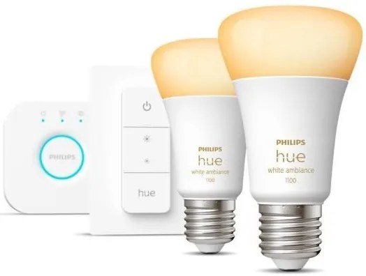 Led žárovka philips hue white ambiance 8w 1100 e27 promo starter kit