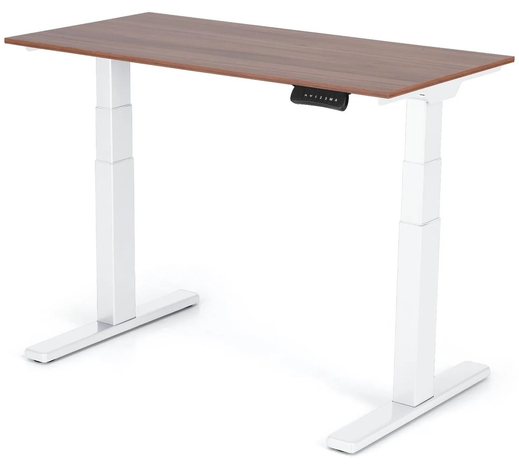 Výškově nastavitelný stůl Liftor 3segmentové nohy premium bílé,   deska 1180 x 600 x 18 mm Ořech