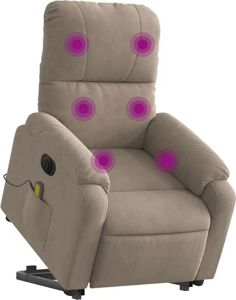 Elektrické zvedací masážní polohovací křeslo taupe mikrovlákno 3204950