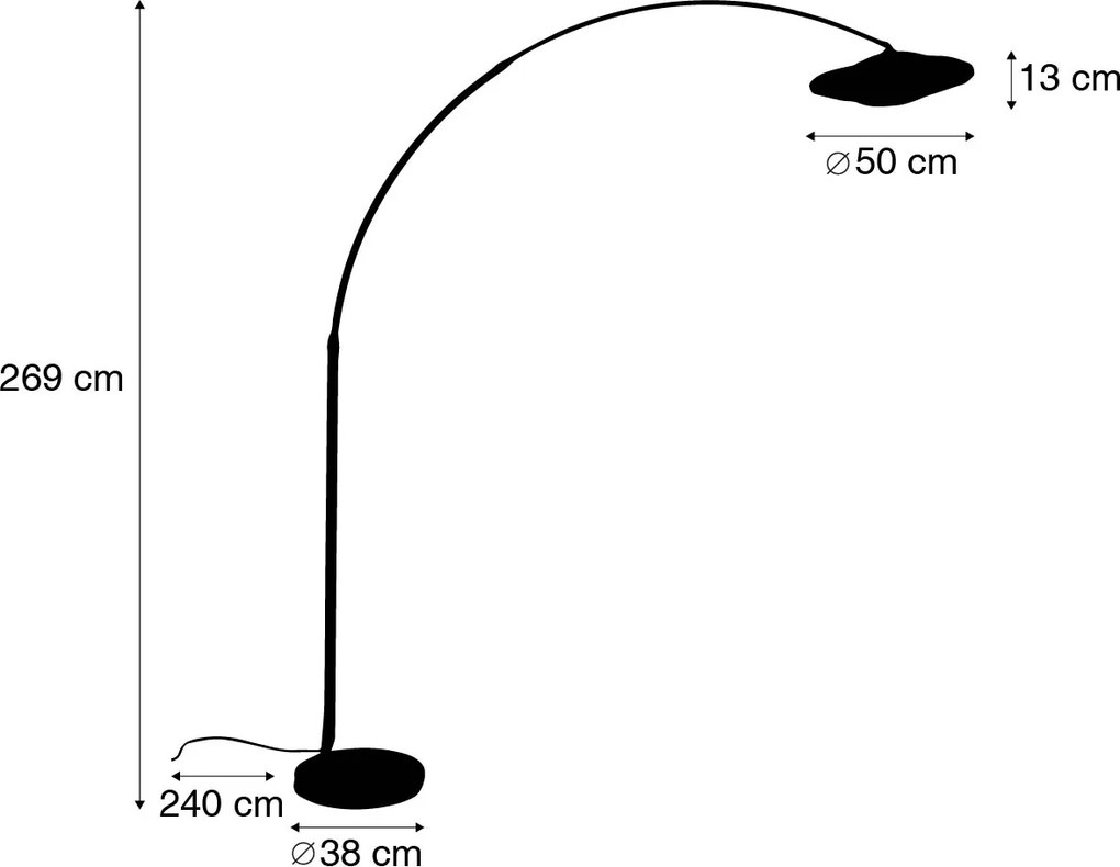 Moderní oblouková lampa bílá orientální stínidlo s bambusem 50 cm - XXL Rina
