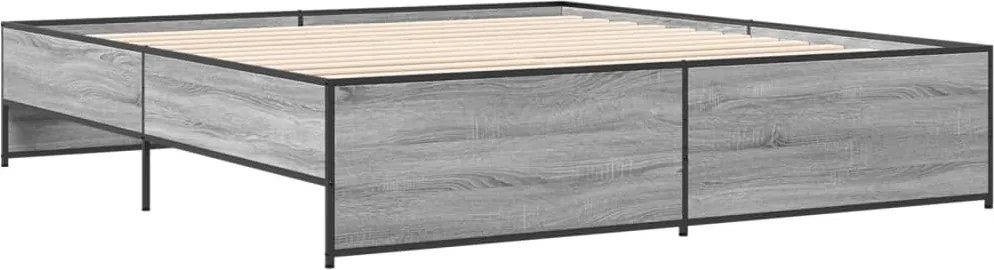 Rám postele šedý sonoma 200 x 200 cm kompozitní dřevo a kov 3279870