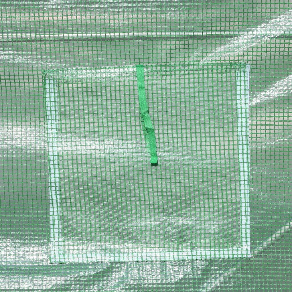 Outsunny Skleník na rajčata s oknem 500x200x210cm zelený polytunel pro zahradu a pěstování rostlin | Aosom.de