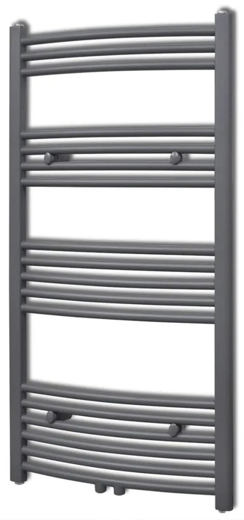 Žebříkový radiátor na ručníky - obloukový - ústřední topení - šedý | 600x1160 mm
