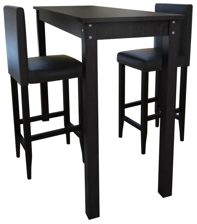 160727 vidaXL Černý barový stůl a 2 barové židle
