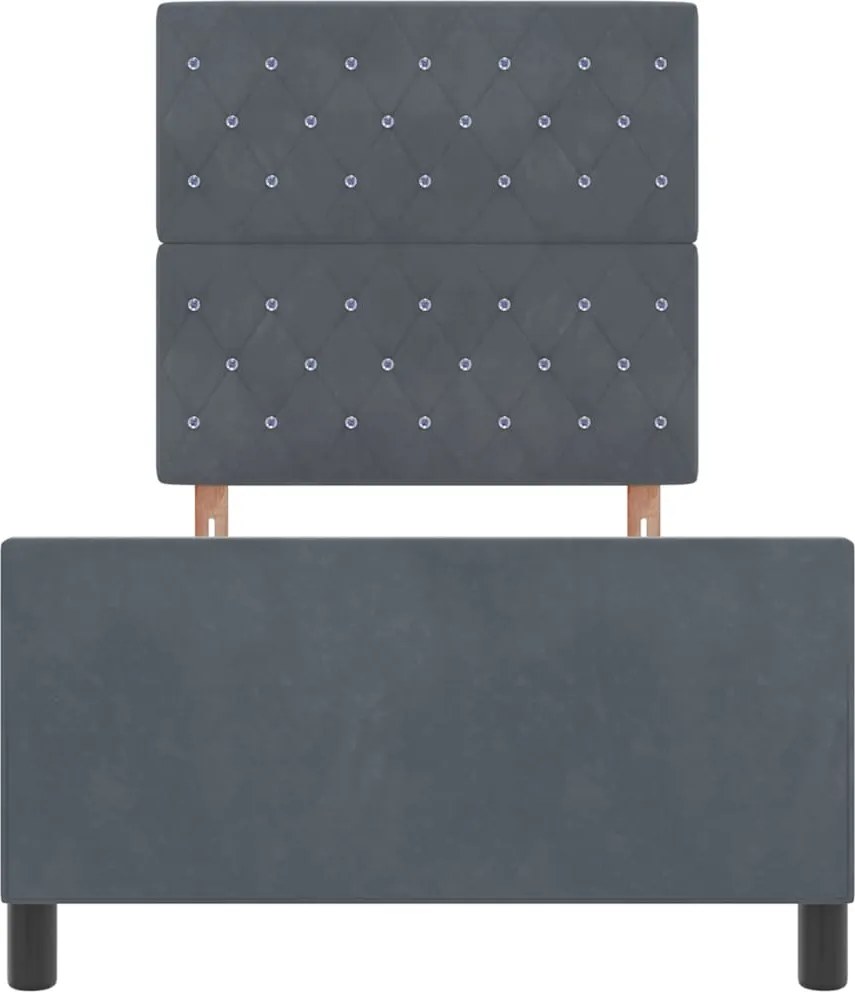 Postel s boxspringem s čelo Tmavě šedá 90 x 200 cm samet 3344850