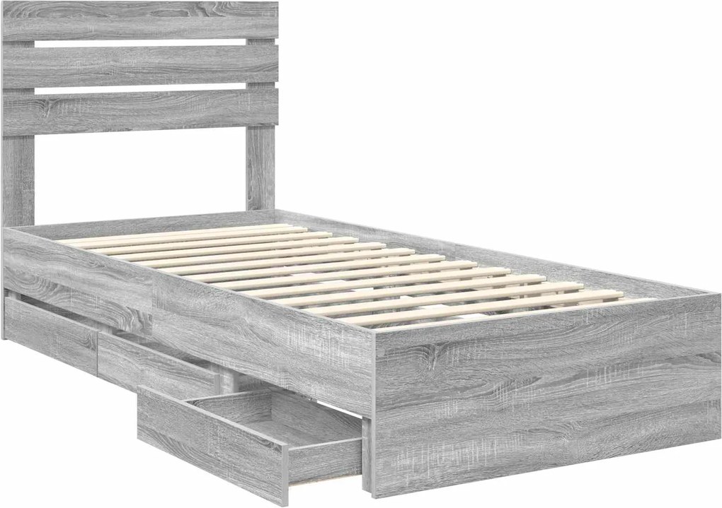 Rám postele s čelo Šedá Sonoma 75 x 190 cm Inženýrské dřevo 3411543