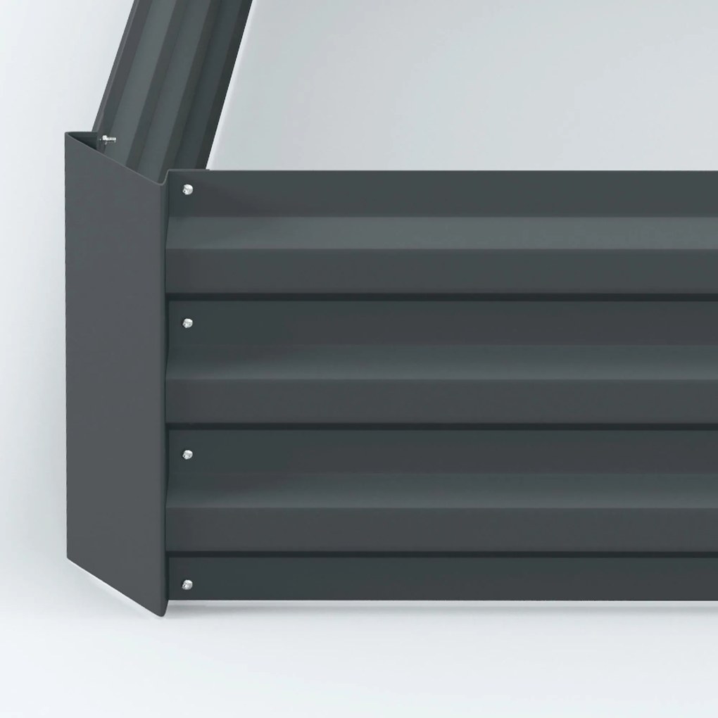 Outsunny 2-dílný vyvýšený záhon z oceli, studený rám pro rostliny, zahradní box na bylinky 100x100x30cm pro zahradu, balkon, terasu, záhon pro květin…