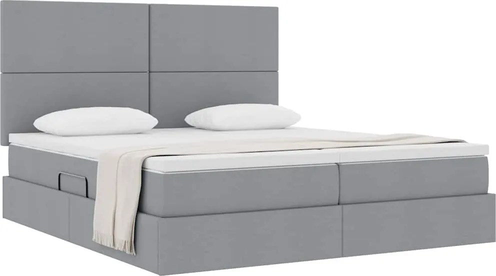 Postel s úložným prostorem Světle šedá 200 x 200 cm Textil 3372191