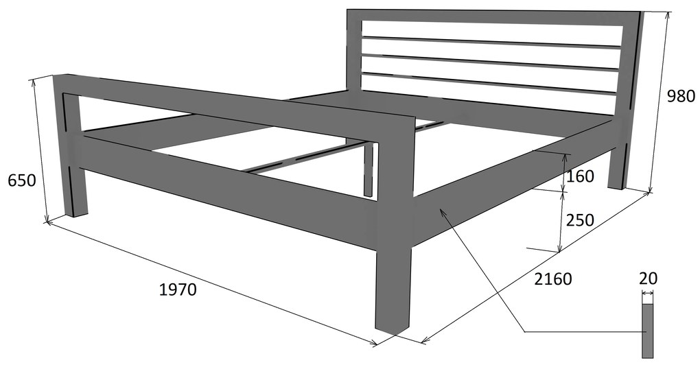 Nábytek ATIKA s.r.o. kovová postel OXFORD Povrchová úprava: na přání dle RAL, Rozměr: 100 x 200 cm