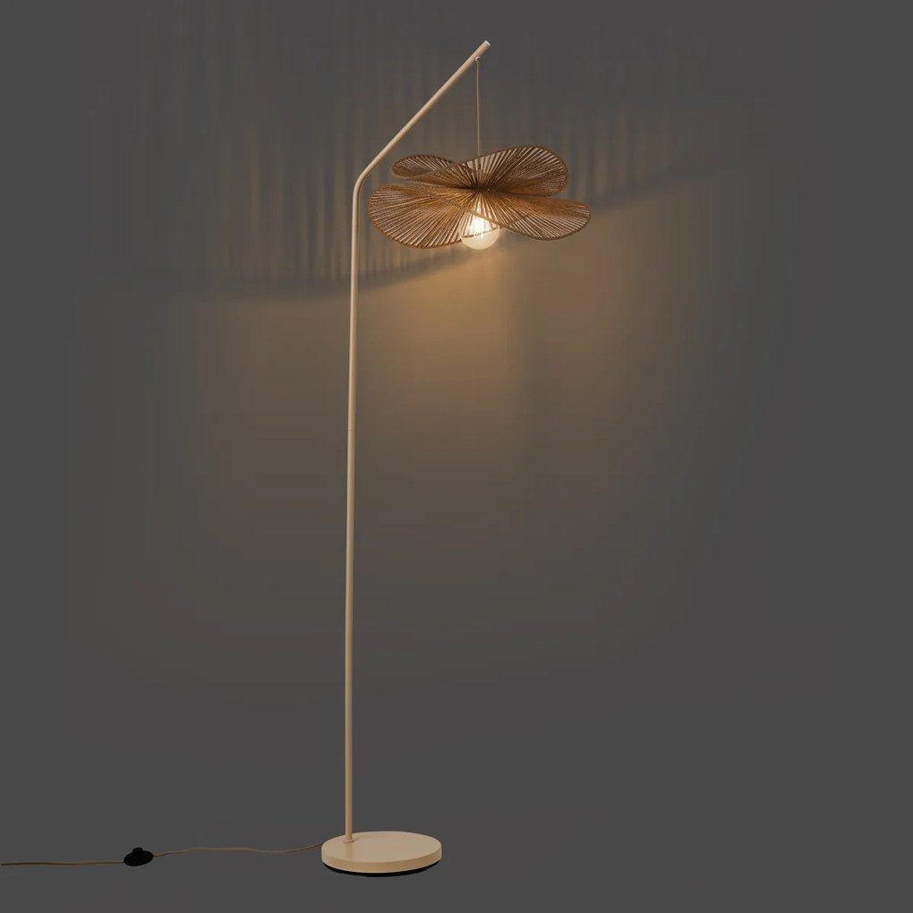 Japandi stojací lampa béžová s béžovým stínidlem - Nest