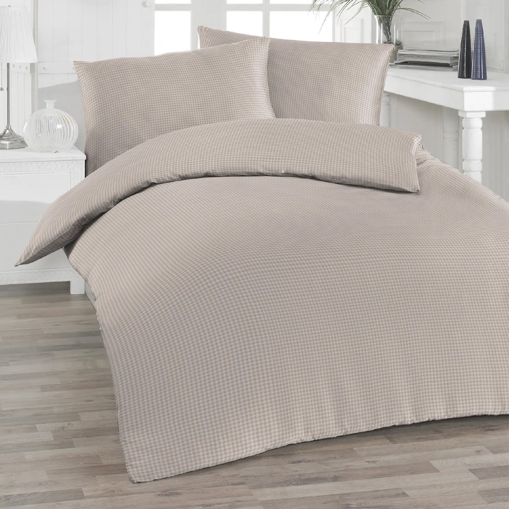 Florella Saténové povlečení Edel Satin Karo Five Linen Rozměr: 70x90 + 140x200 cm