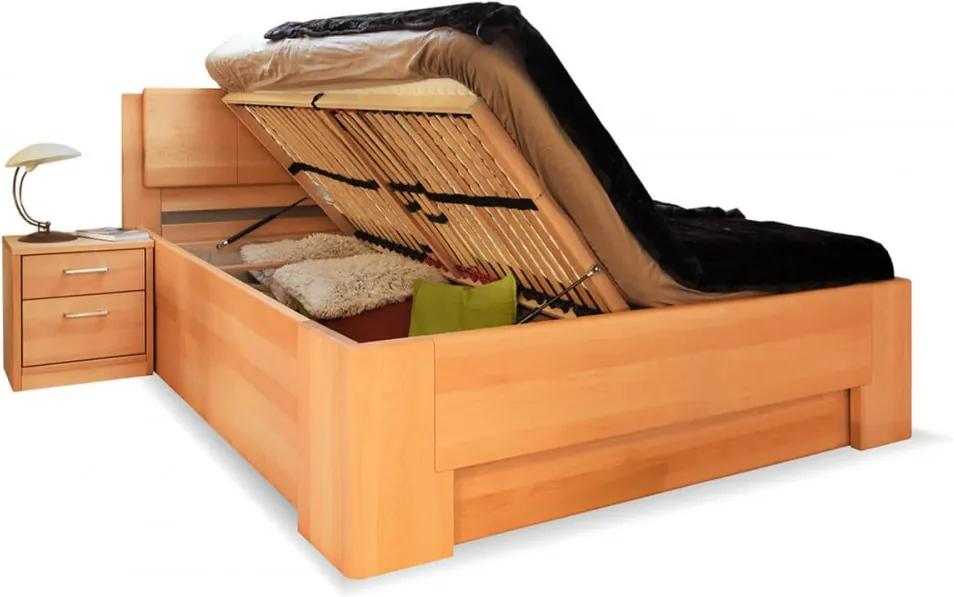 Zvýšená postel s úložným prostorem MANHATTAN 1. senior, masiv buk , 160x200 cm