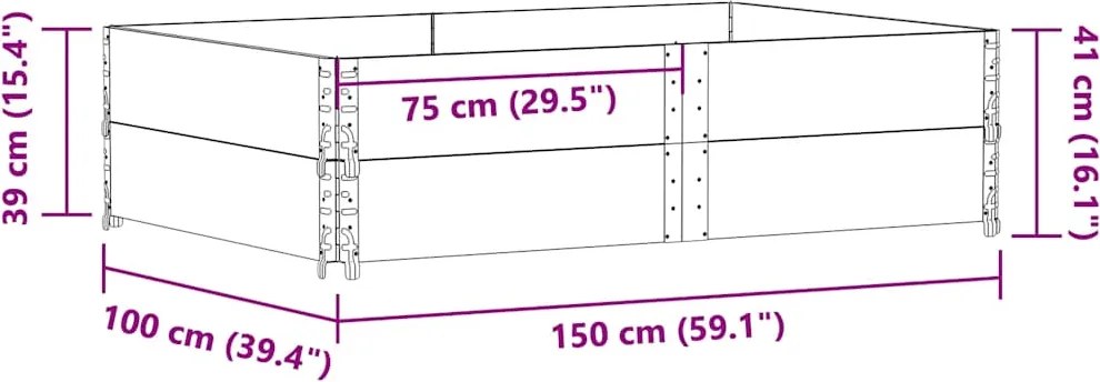 Zahradní truhlík černý 150 x 100 cm masivní borové dřevo 3295416