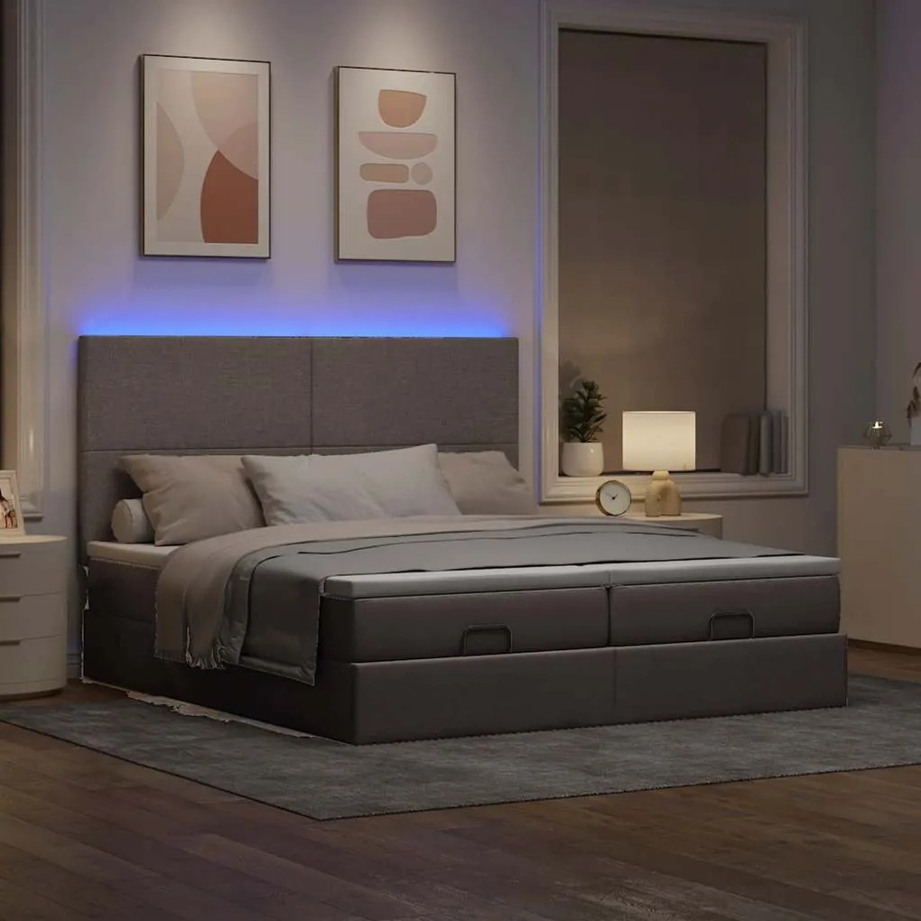 Osmanský rám postele s matrací taupe 180x200cm textil 3314524