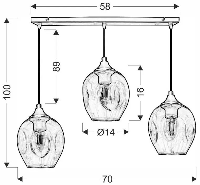 Závěsná lampa ASPA 3xE27 Candellux