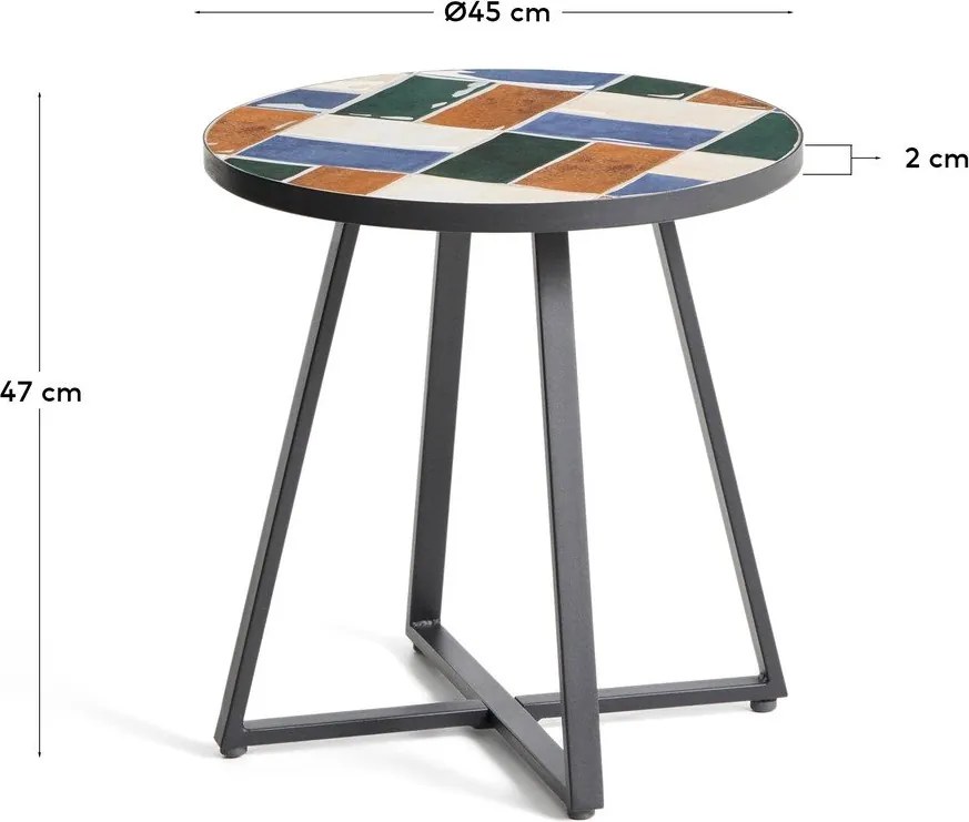 Kulatý zahradní stolek s keramickou deskou ø 45 cm Tella – Kave Home