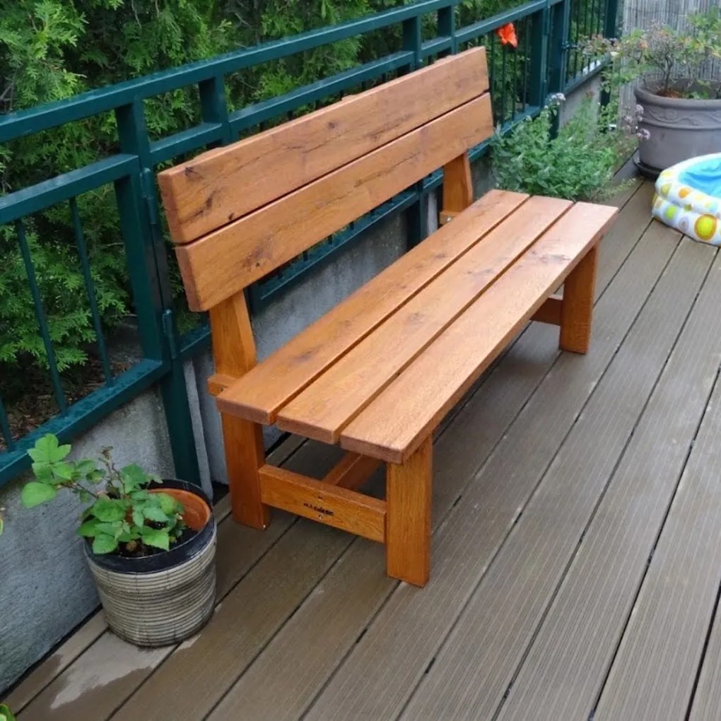 KULHÁNEK Zahradní lavice s opěradlem - přírodní Délka: 150 cm, Odstín nátěru: individuální