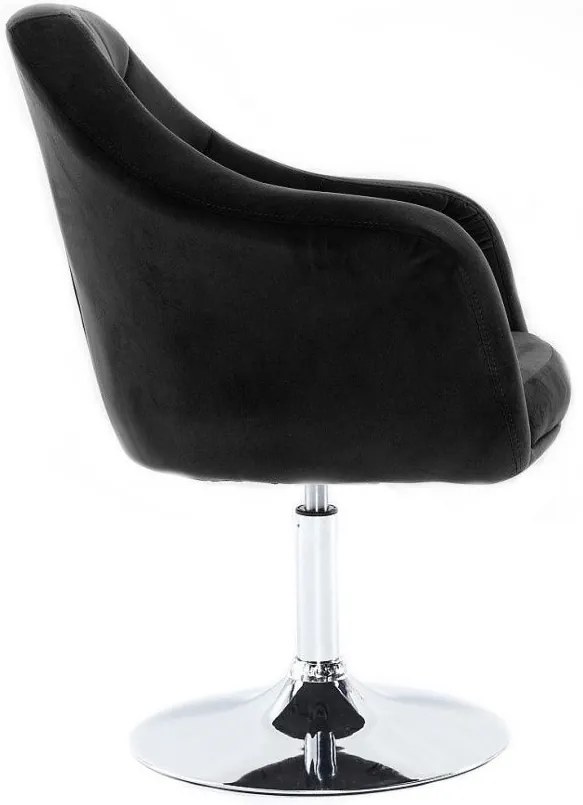 LuxuryForm DESIGN Otočné křeslo ANDORA VELUR na stříbrném talíři - černé